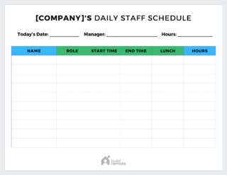 Weekly Staff Schedule Template | Buildremote