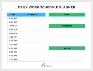 Personal Daily Work Schedule Planner | Buildremote