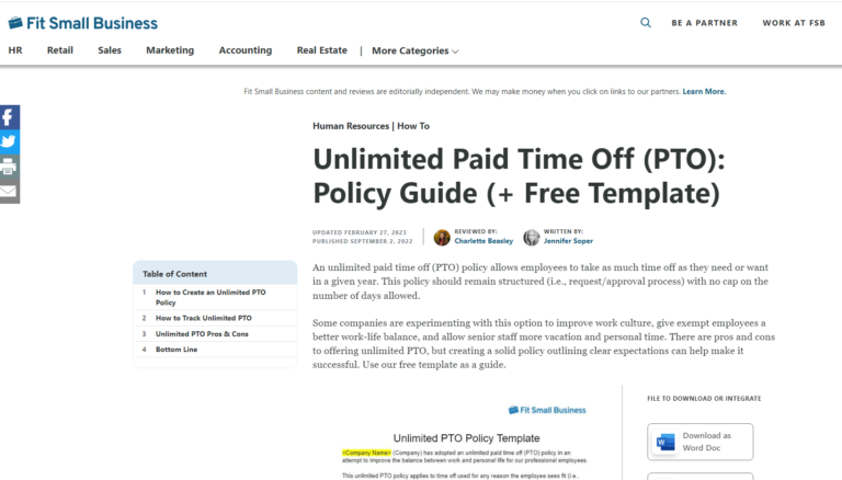 Unlimited PTO Policy Examples & Templates | Buildremote