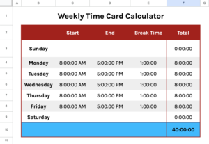 Time Card Calculator With Breaks: Free, Printable Time Sheets